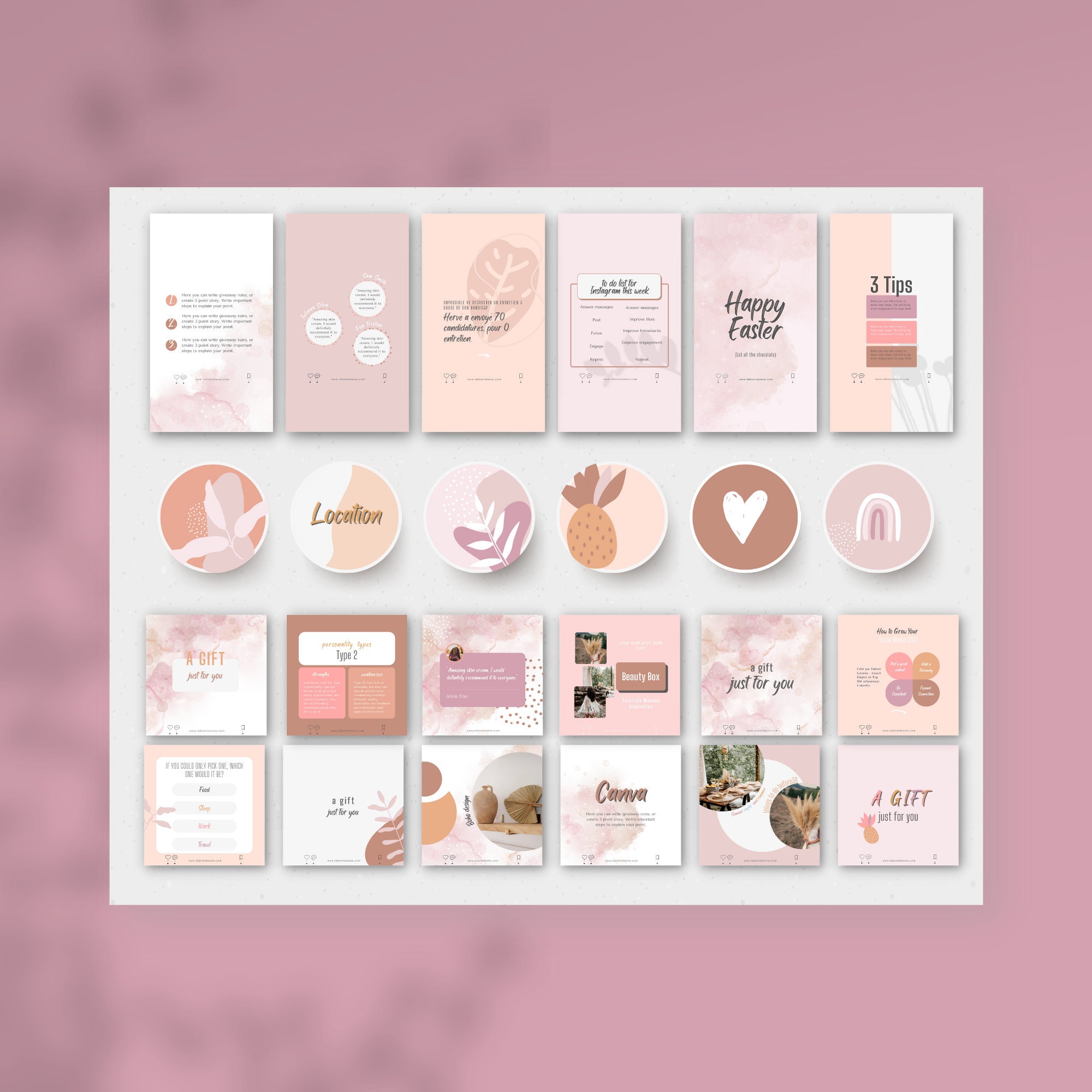 Branding Kit, Watercolour, Pink, DIY, Social Media Kit, Branding ...