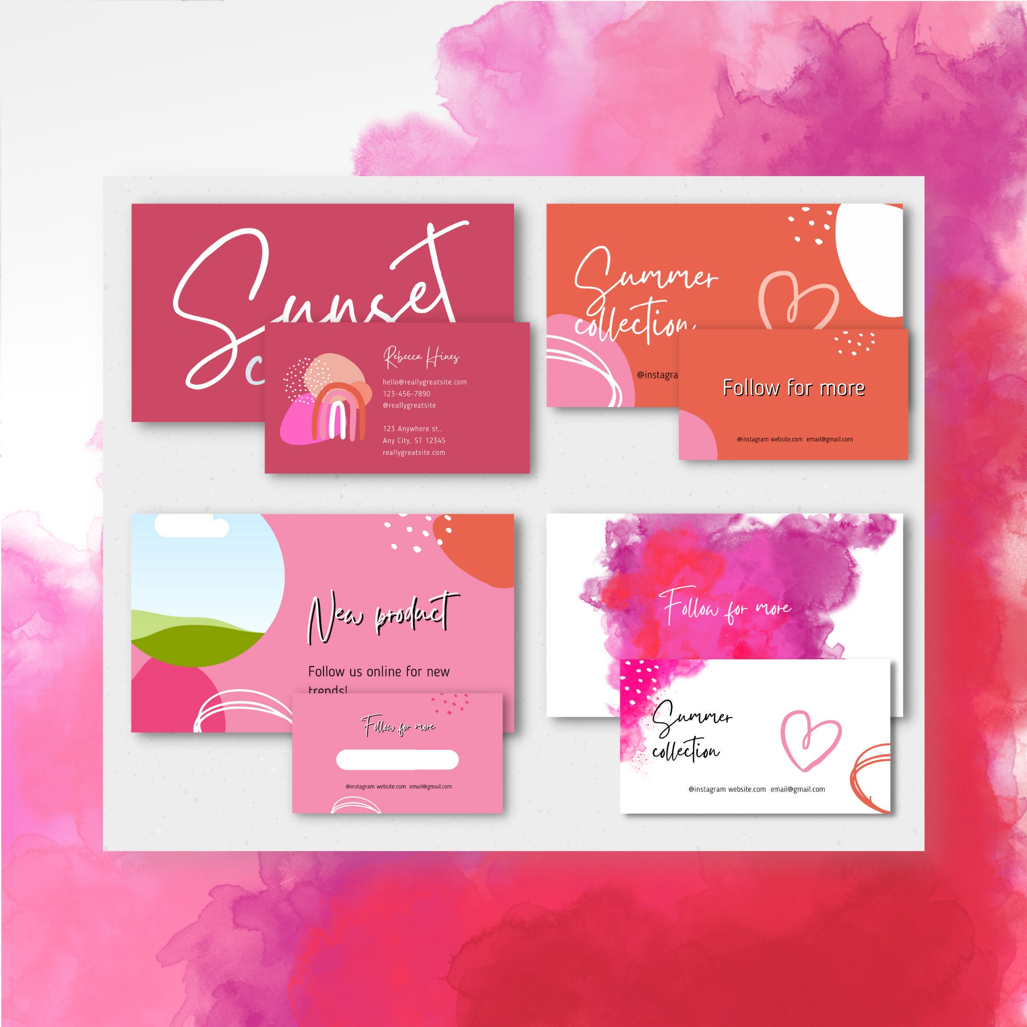 Pink Branding Kit, Watercolour, Social Media Kit, Branding Package With ...