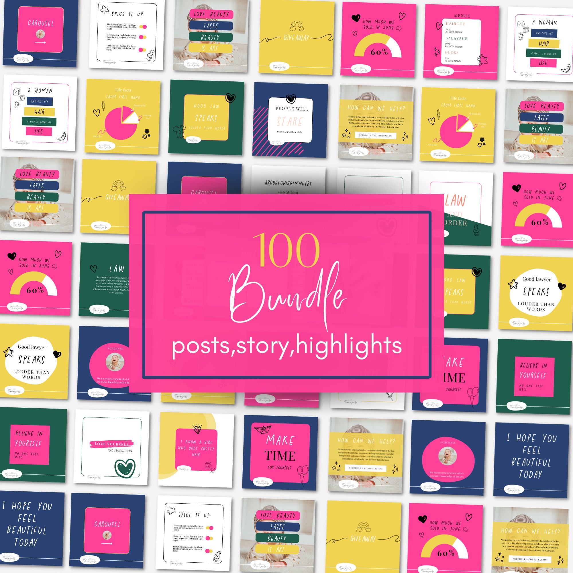 Colorful 80' Instagram Template Instagram Posts Small - Etsy
