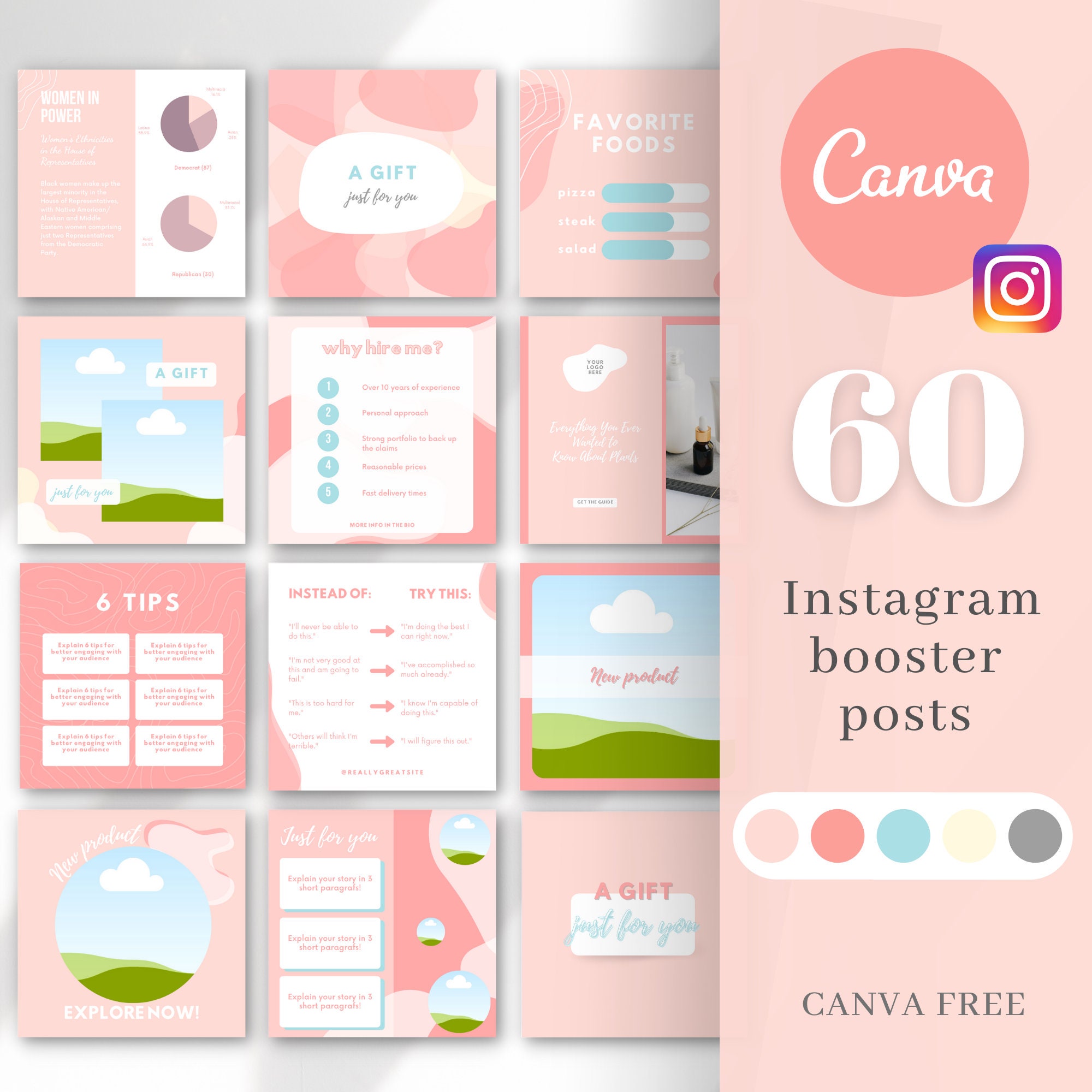 Pink Instagram Template Beauty Instagram Posts Business - Etsy