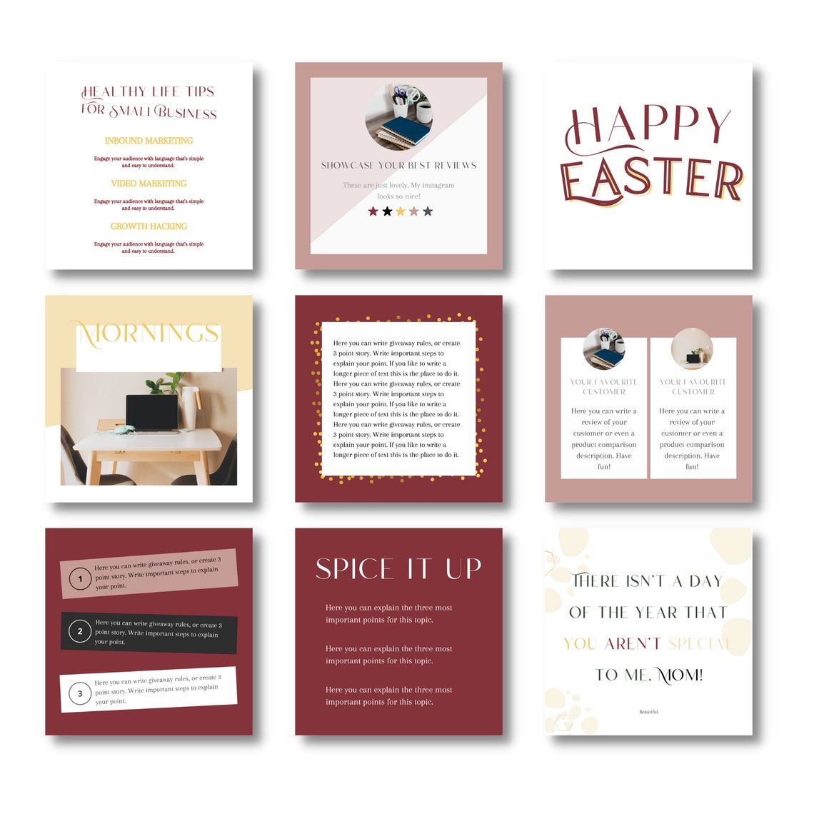 Red Instagram Template, Post Templates ,social Media Template, Red ...