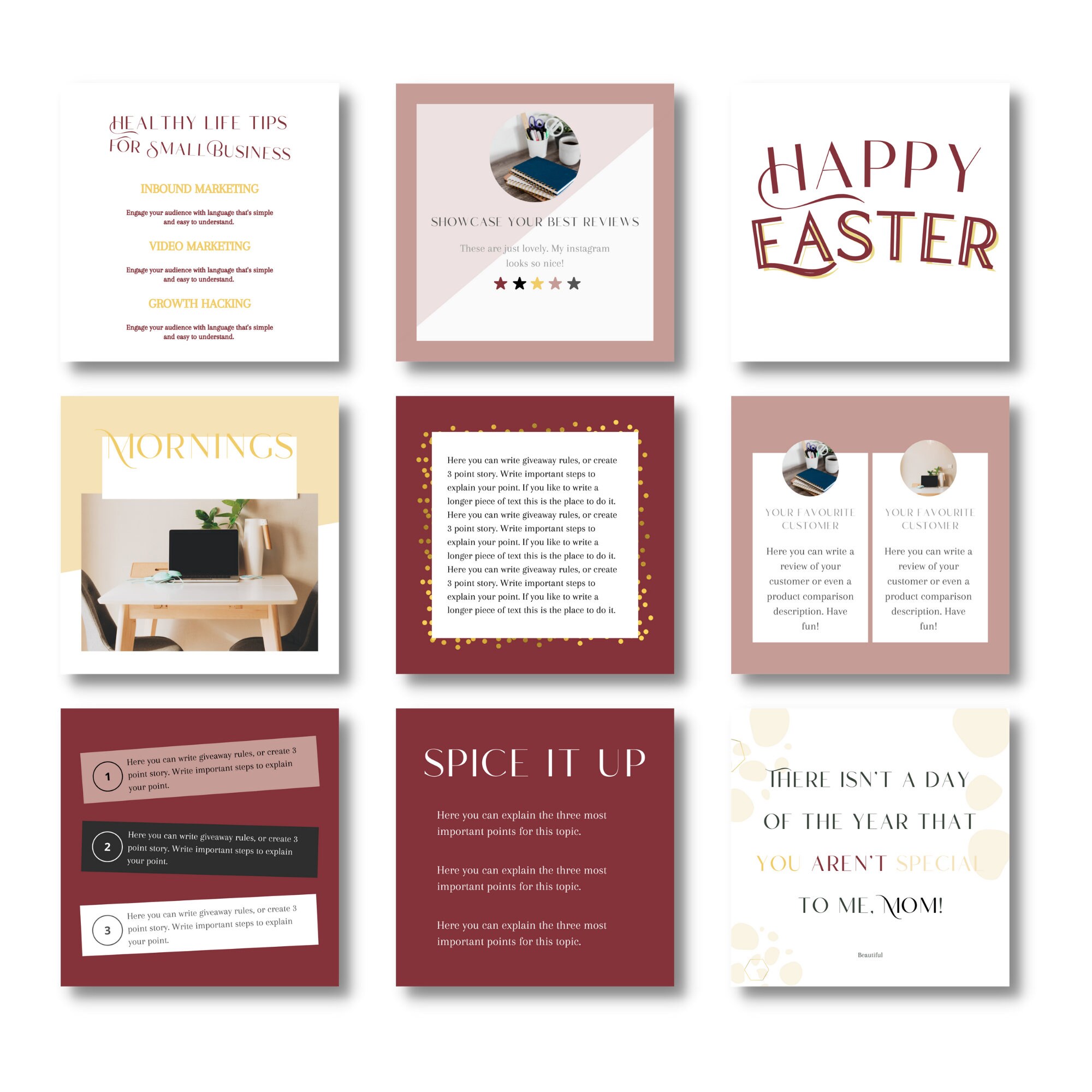 Red Instagram Template, Post Templates ,social Media Template, Red ...