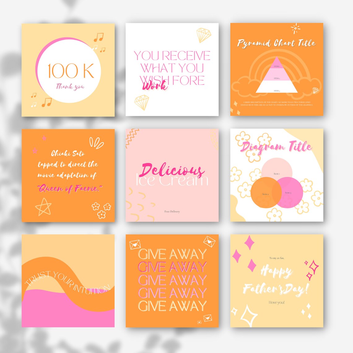 Bright Orange Instagram Template Templates Colourful - Etsy