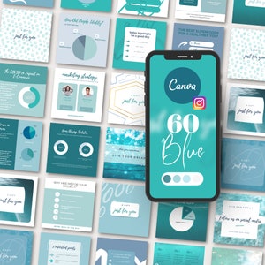 60+ Blue Instagram Post Template for Canva. Social Media Feed ...