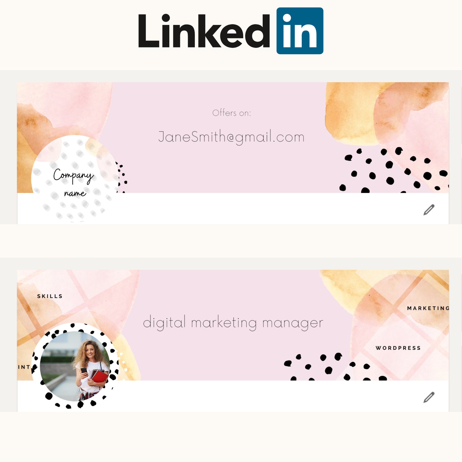 SALE Linkedin Banner bundle set. Linked Template. Social | Etsy