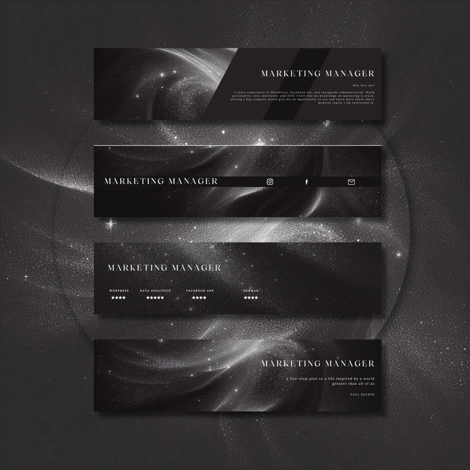 Black Linkedin Banner, Linkedin Background Header Photo - Etsy