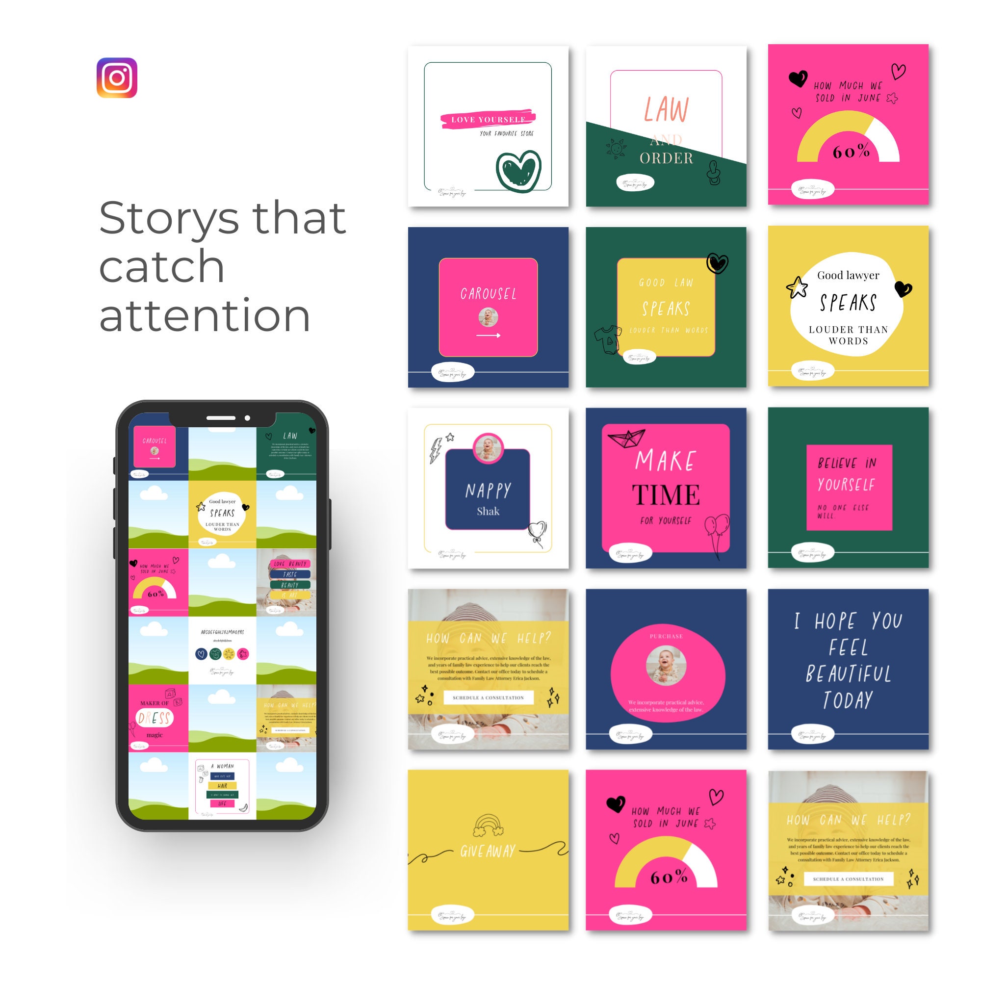 Colorful 80' Instagram Template Instagram Posts Small - Etsy