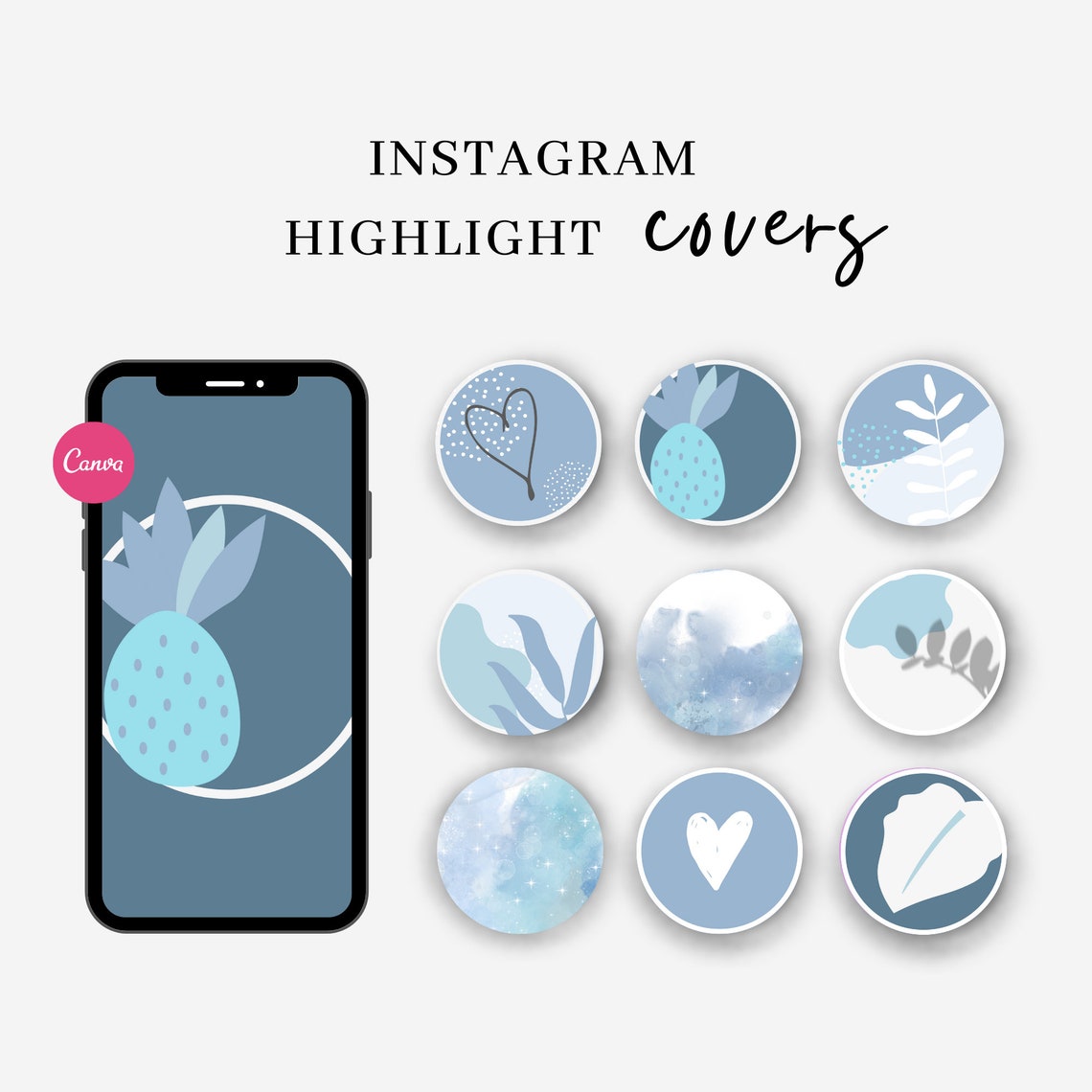 Instagram Template Blue, Template Posts Pastel, Watercolor, Modern ...