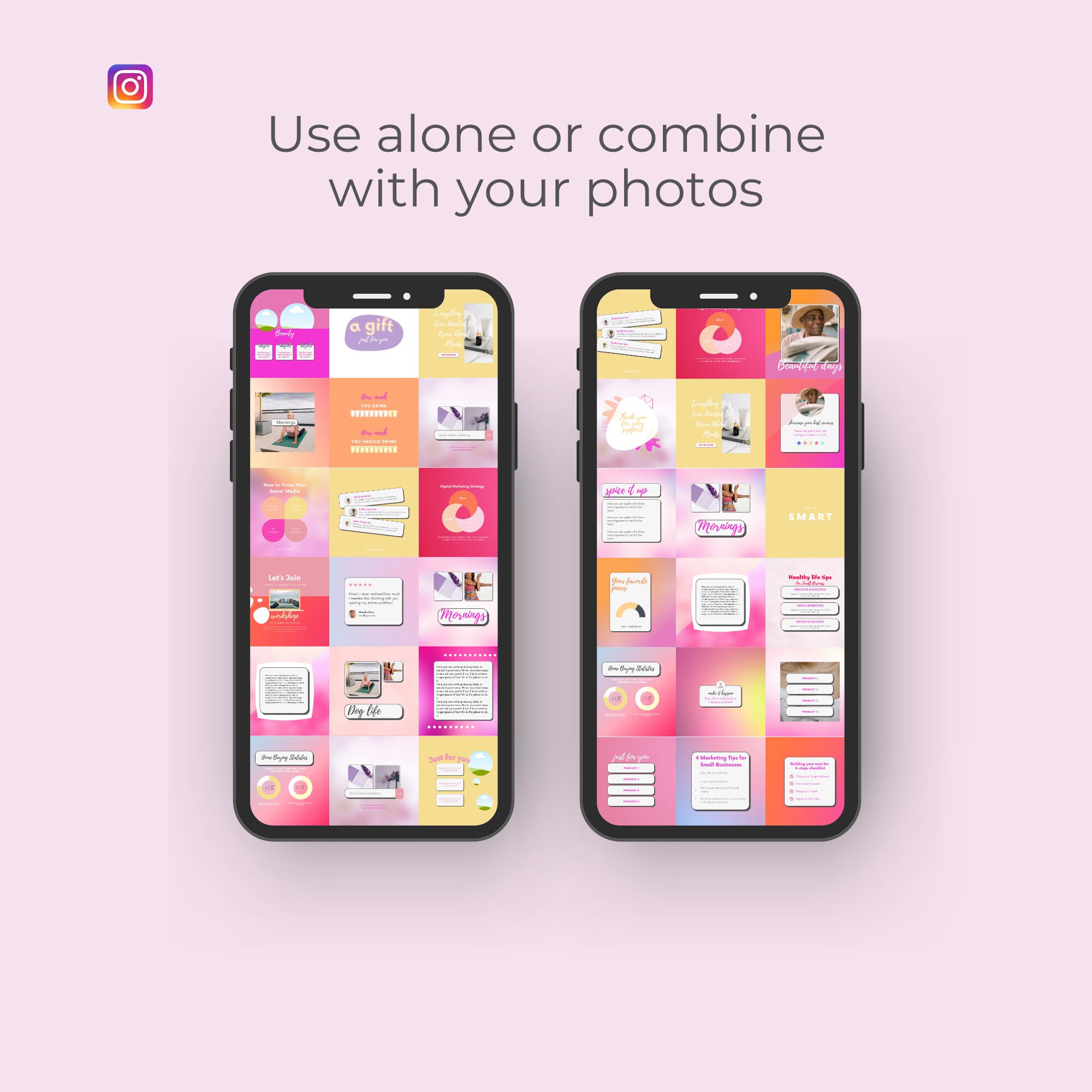 Pink Gradient Instagram Template, Instagram Templates Rainbow, Template ...