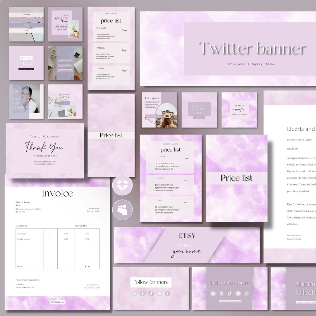 Pastel Branding Kit, Instagram Teplate, Social Media, Branding Package ...