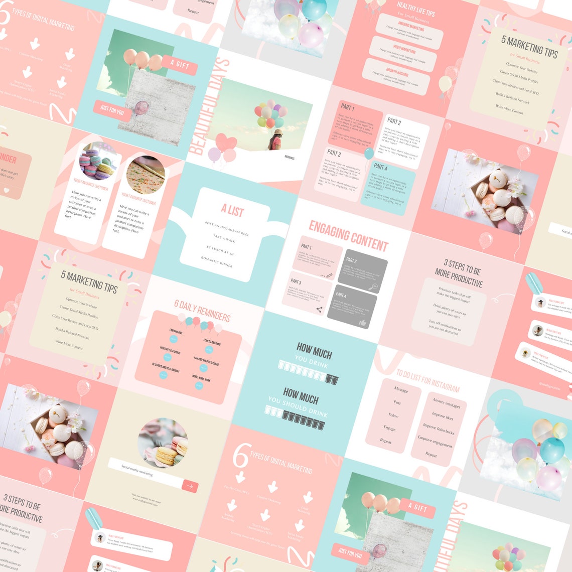 Instagram Template Post Pastel Instagram Feed Instagram - Etsy