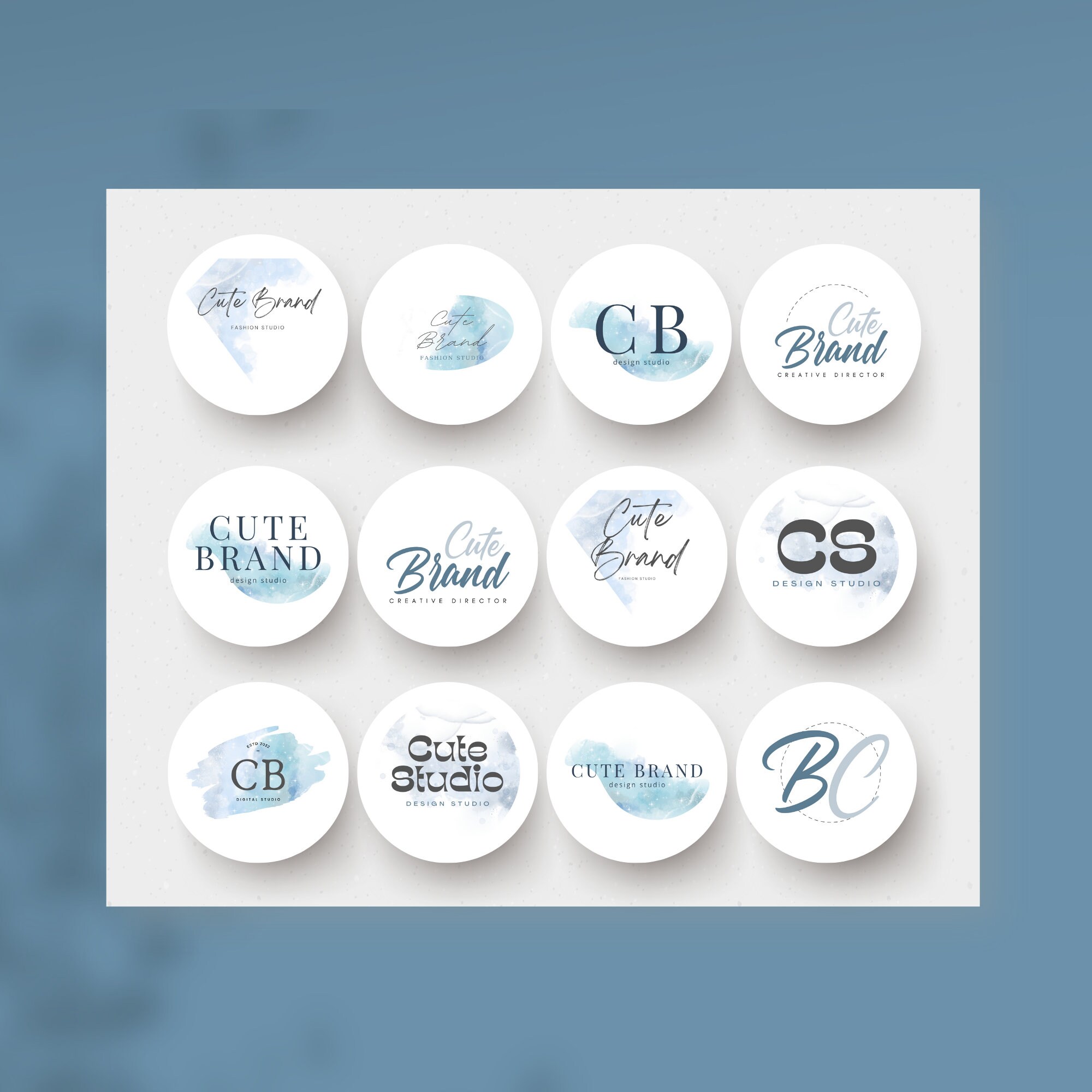 Blue Branding Kit, Watercolour, DIY, Social Media Kit, Branding Package ...