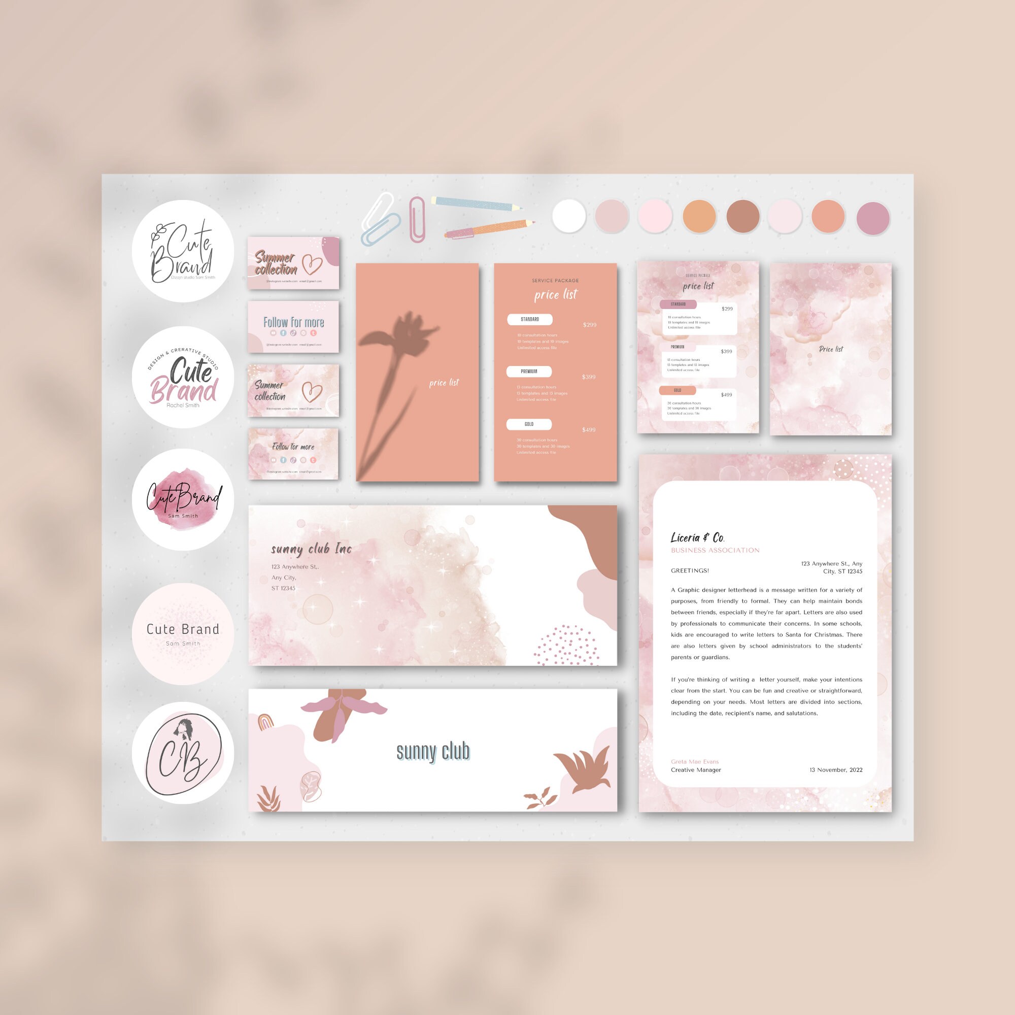 Branding Kit, Watercolour, Pink, DIY, Social Media Kit, Branding ...