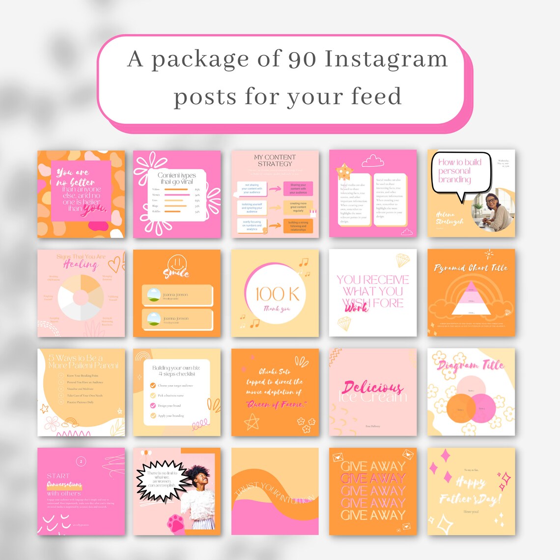 Bright Orange Instagram Template Templates Colourful - Etsy
