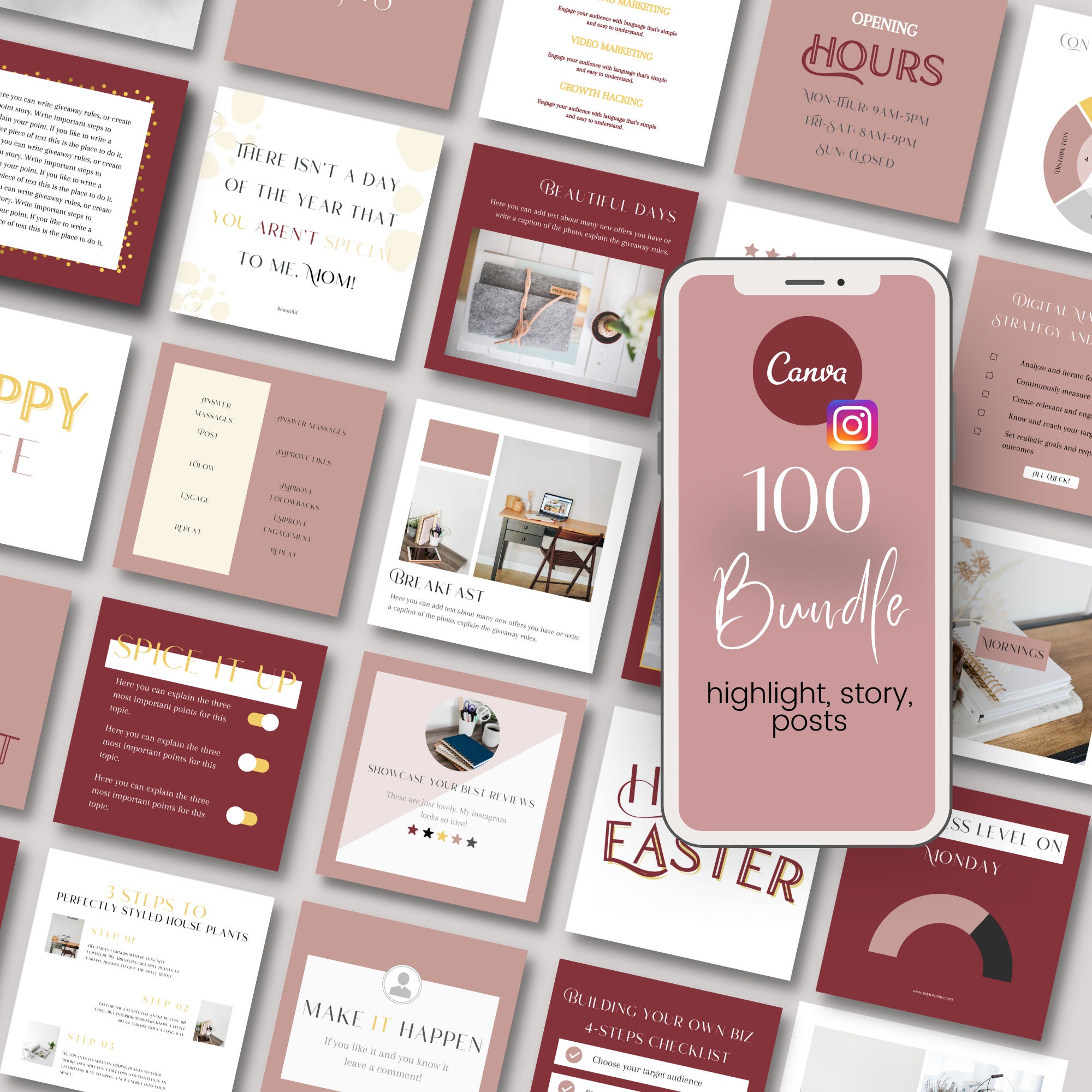 Red Instagram Template, Post Templates ,social Media Template, Red ...