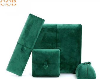 Green Velvet Jewelry Boxes Necklace Boxes Pearl Necklace Box Bracelet ...