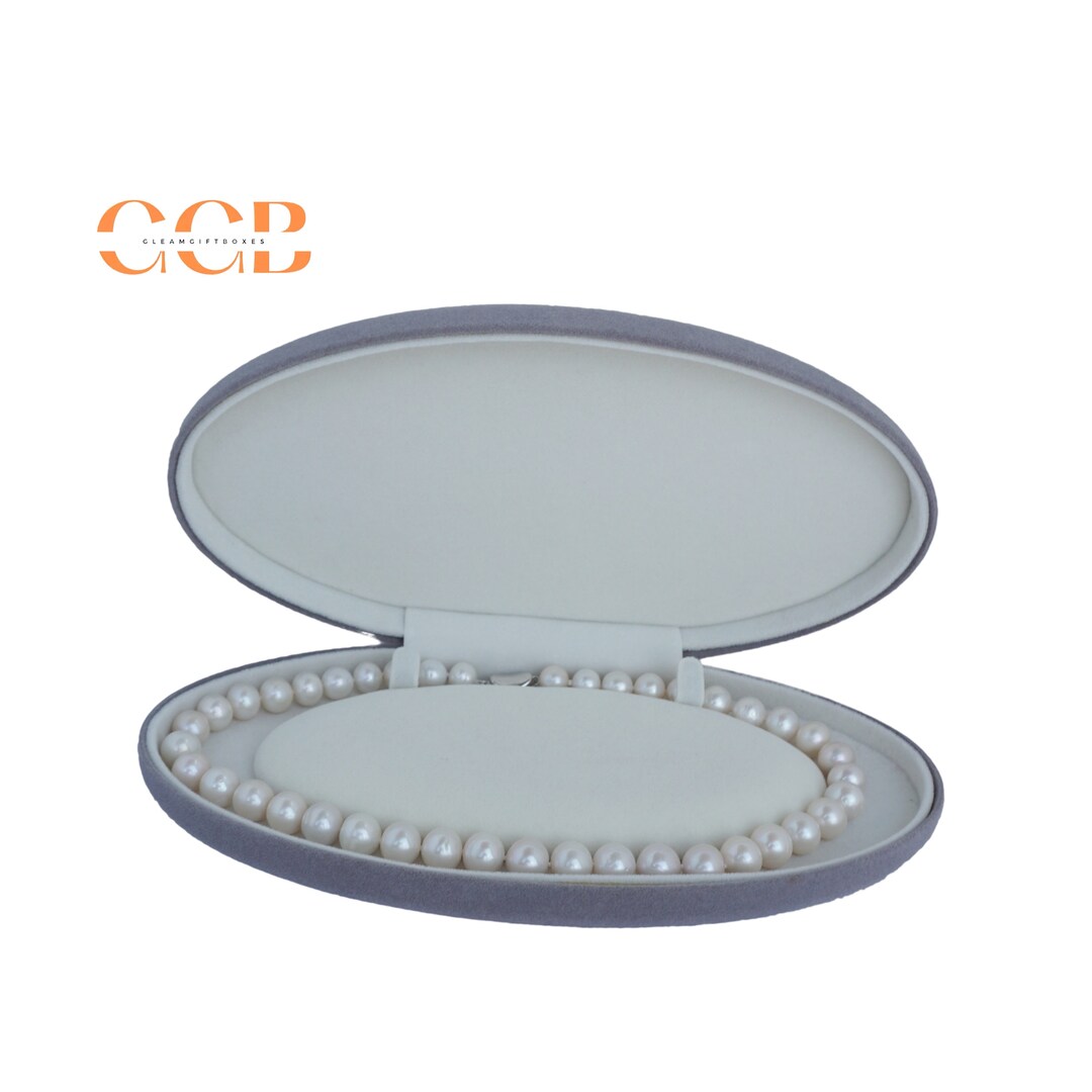 Oval Wholesale Gray Pearl Set Jewelry Box, Large Necklace Gift Box ...