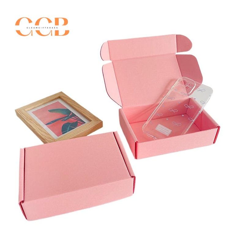 10pcs Pink Corrugated Cardboard Shipping Boxes, Kraft Mailing Box for ...