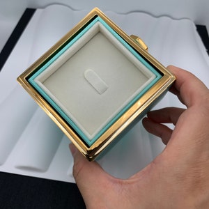 Rotating Blue Rose Ring & Pendant Ring Box, Engagement Wedding Ring Box ...