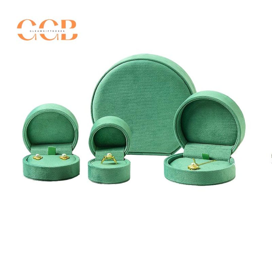 Green Luxury Velvet Jewelry Gift Box Set With Ring, Necklace & Earring ...