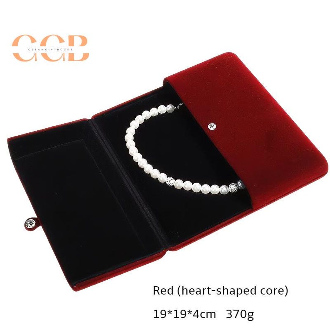 Multi Color Velvet Necklace Jewelry Set Box, Pearl Necklace Box, Ring ...