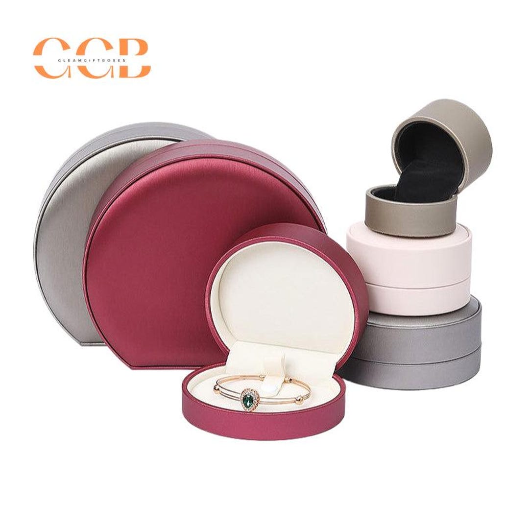 PU Leather Jewelry Box, Semi-circle Jewelry Box, Semicircular Jewelry ...