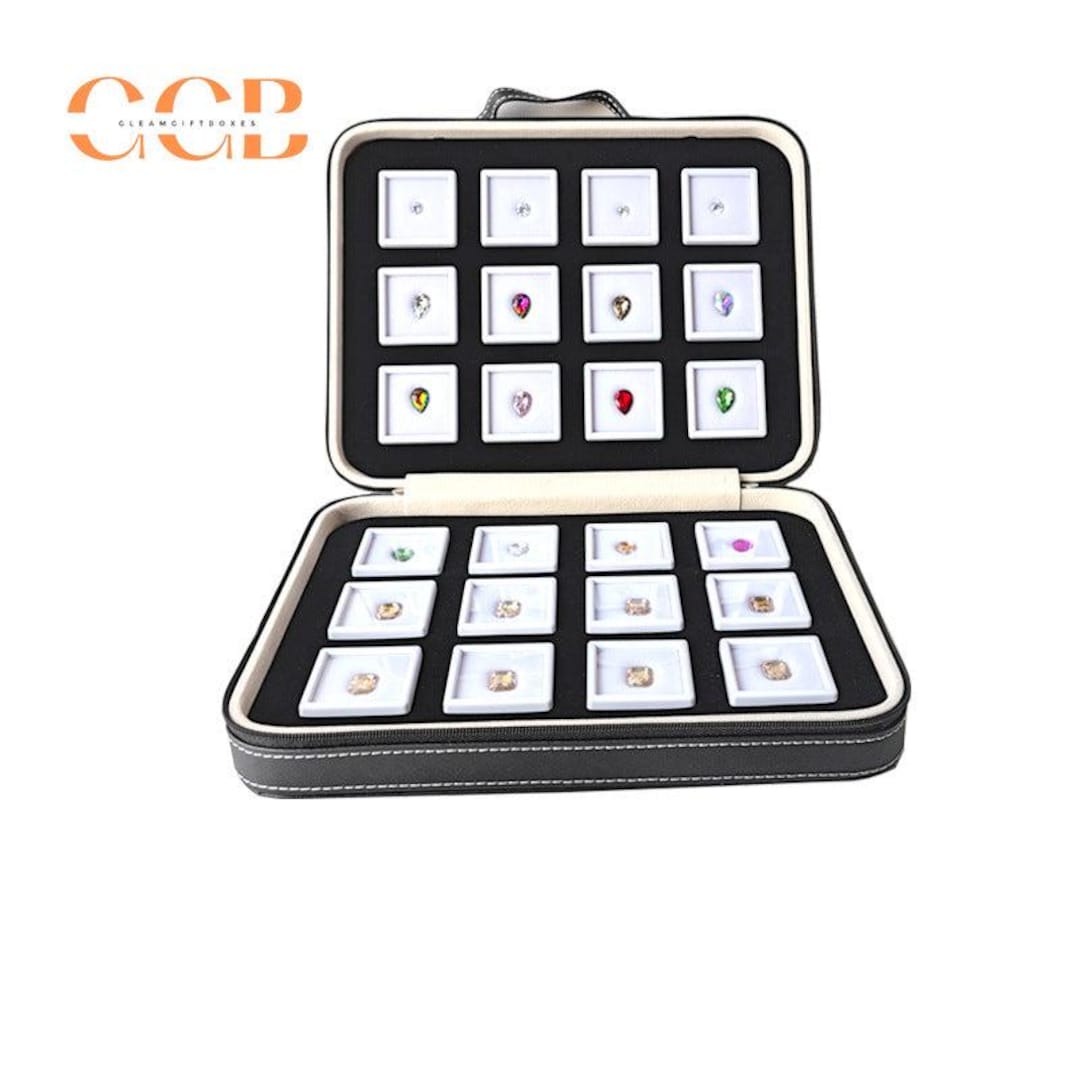 Gemstone Storage Sample Display Box With Loose Stone Organizer, Jewelry ...