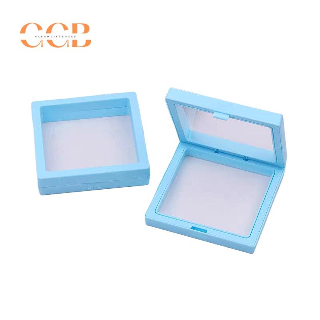 10pcs Blue Floating Jewelry Display Box With PE Film, Sealed Suspension ...