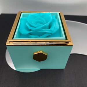 Rotating Blue Rose Ring & Pendant Ring Box, Engagement Wedding Ring Box ...