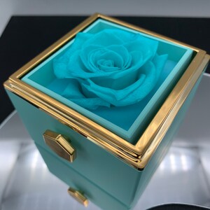 Rotating Blue Rose Ring & Pendant Ring Box, Engagement Wedding Ring Box ...