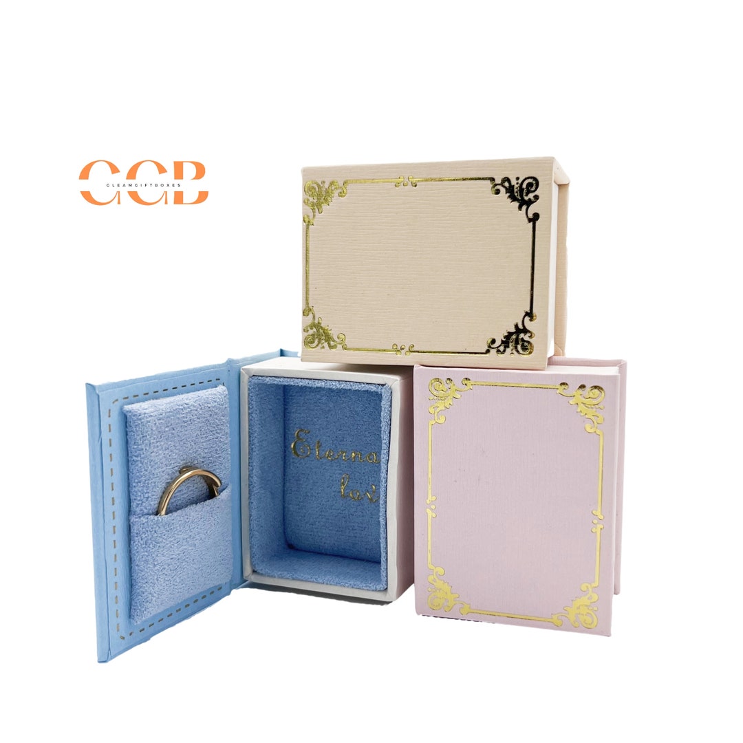 Mini Book Jewelry Box, Ring Box, Wedding Ring Box Book, Proposal Ring ...