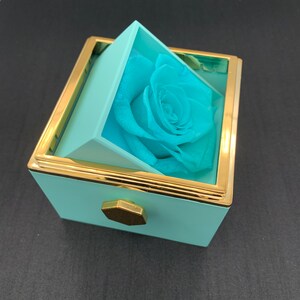 Rotating Blue Rose Ring & Pendant Ring Box, Engagement Wedding Ring Box ...