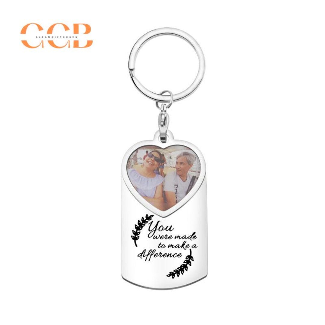 Personalized Engraved Heart Photo Keychain Custom Keychain Ring Gift ...