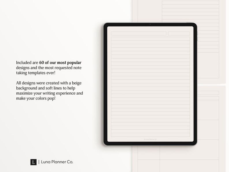 60 Digital Note Taking Templates| Beige Mode| Goodnotes| Notability ...
