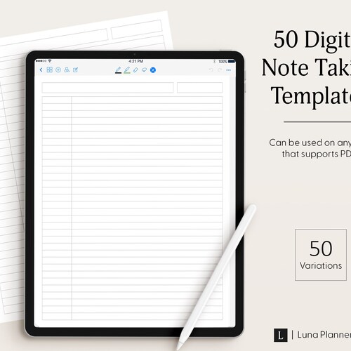 50 Digital Note Taking Templates for Ipad and Tablet Perfect - Etsy