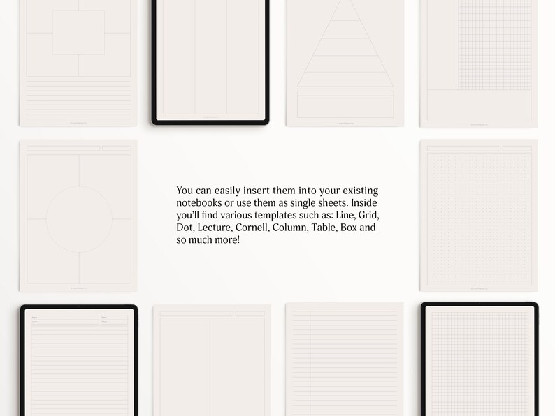 60 Digital Note Taking Templates| Beige Mode| Goodnotes| Notability ...