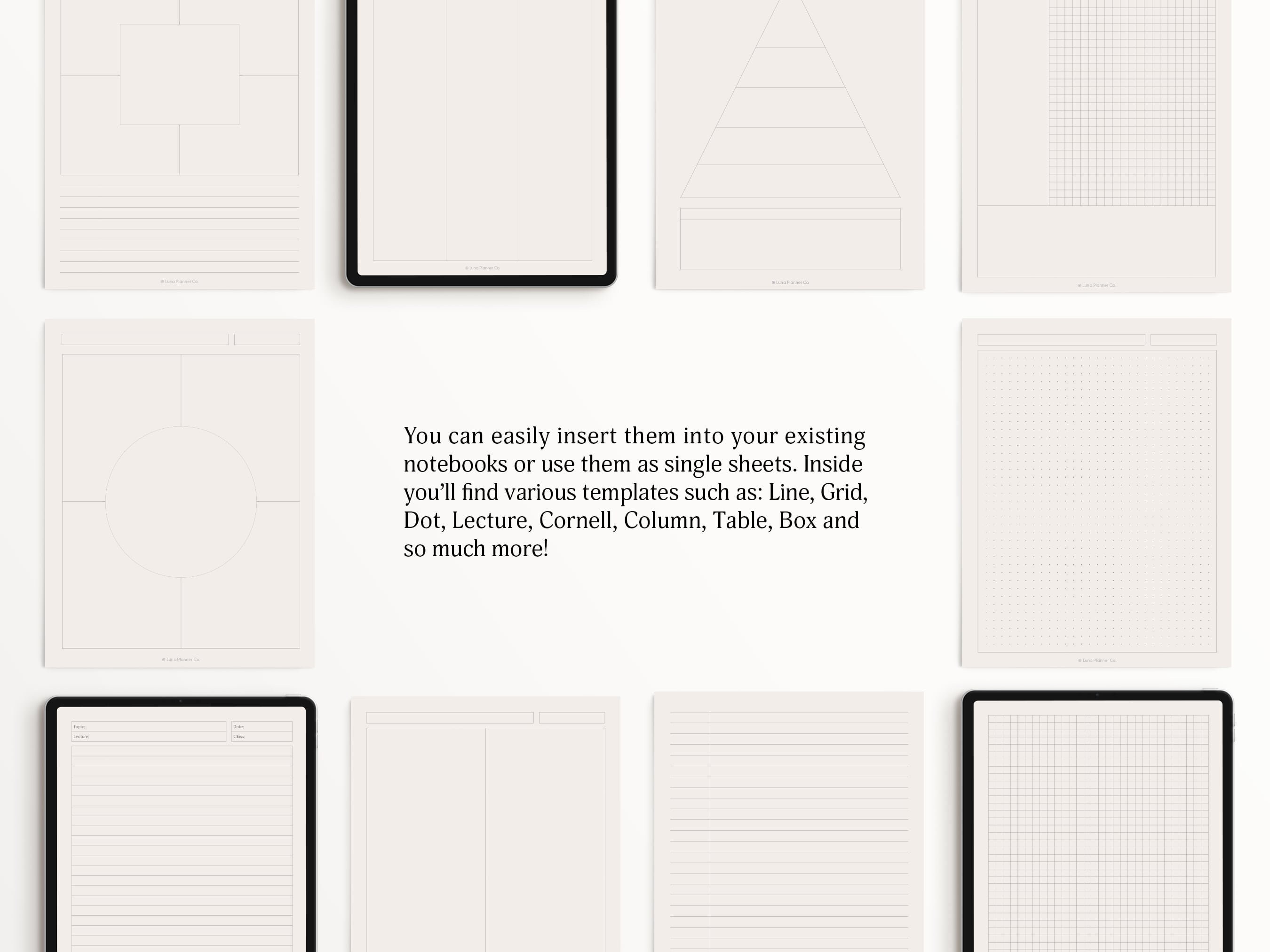 60 Digital Note Taking Templates| Beige Mode| Goodnotes| Notability ...