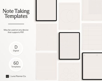 60 Digital Note Taking Templates White Mode Goodnotes Notability ...