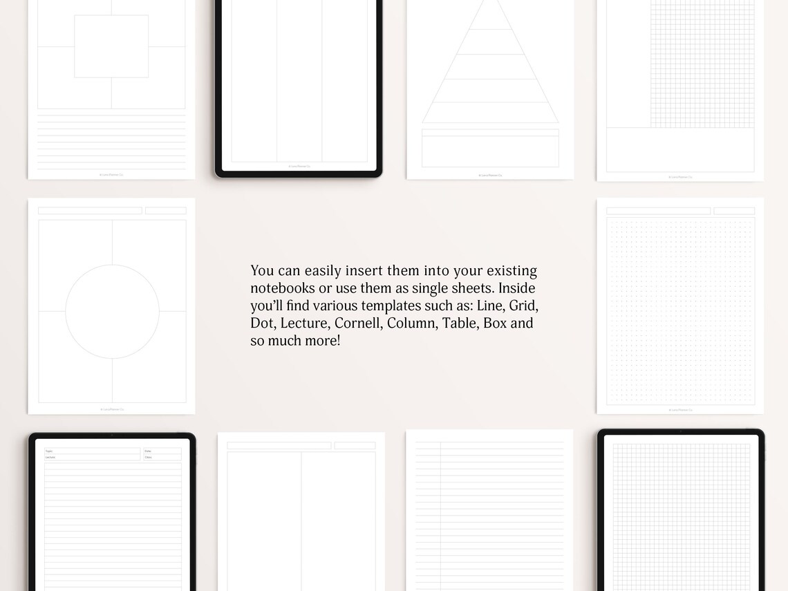 60 Digital Note Taking Templates White Mode Goodnotes - Etsy