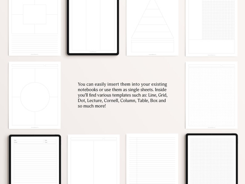60 Digital Note Taking Templates| White Mode| Goodnotes| Notability ...
