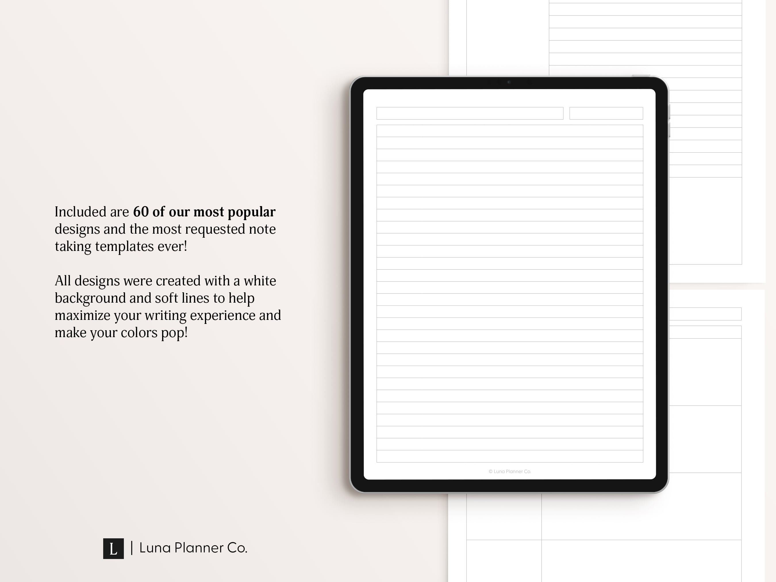 60 Digital Note Taking Templates| White Mode| Goodnotes| Notability ...