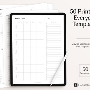 50 Printable Everyday Templates | White Mode | Goodnotes | Notability ...