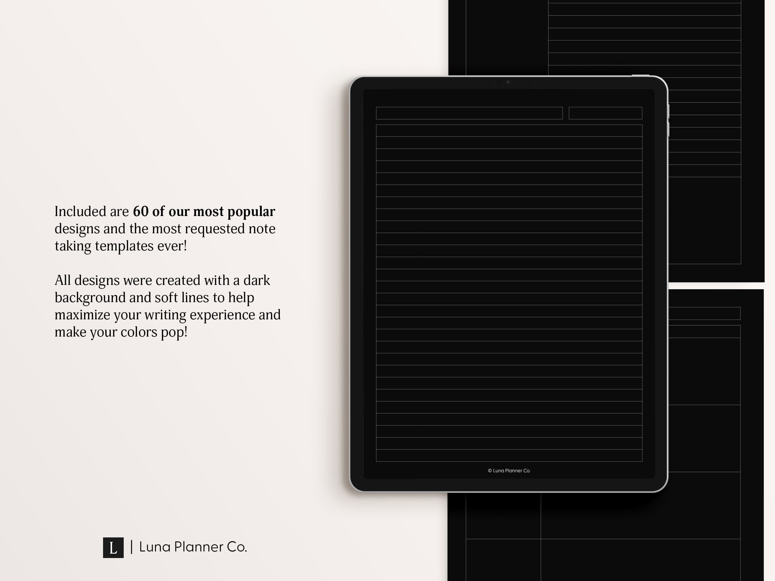 60 Digital Note Taking Templates| Dark Mode| Goodnotes| Notability ...