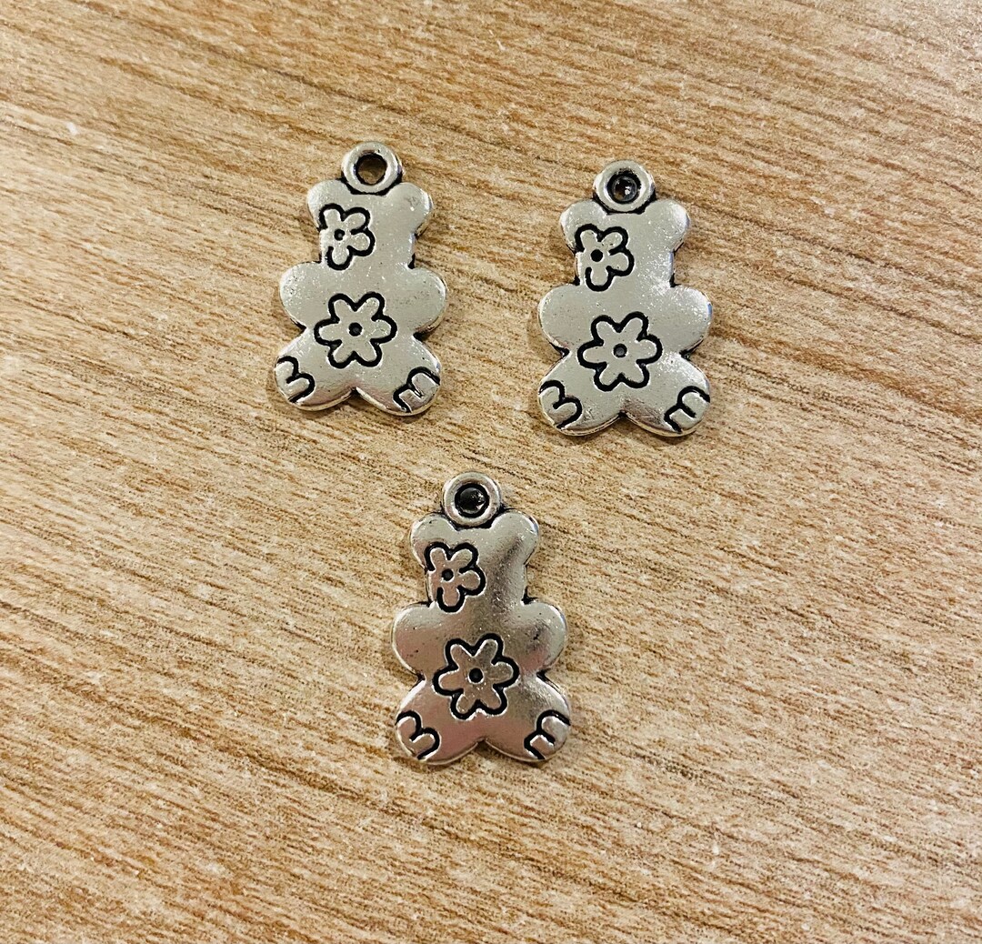Metal Teddy Bear Charm - Etsy