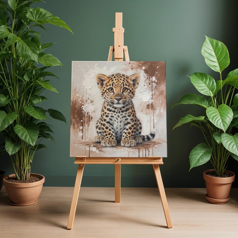 Leopard Baby – Watercolor and Acrylic on Canvas | Art Poster in Square ...