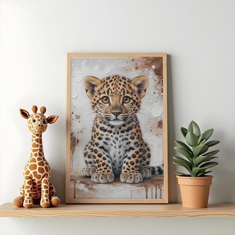 Leopard Baby – Watercolor and Acrylic on Canvas | Art Poster in Square ...