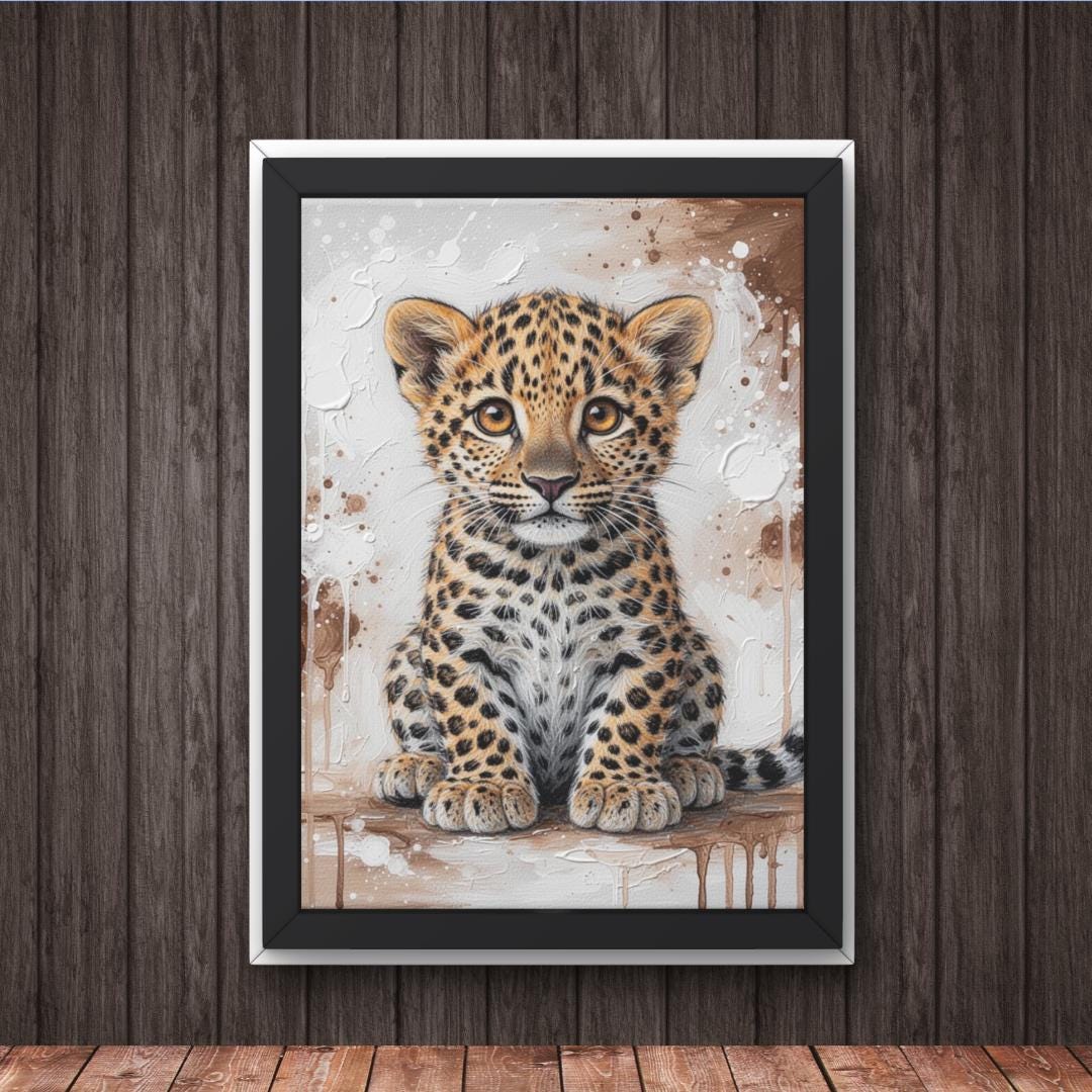 Leopard Baby – Watercolor and Acrylic on Canvas | Art Poster in Square ...