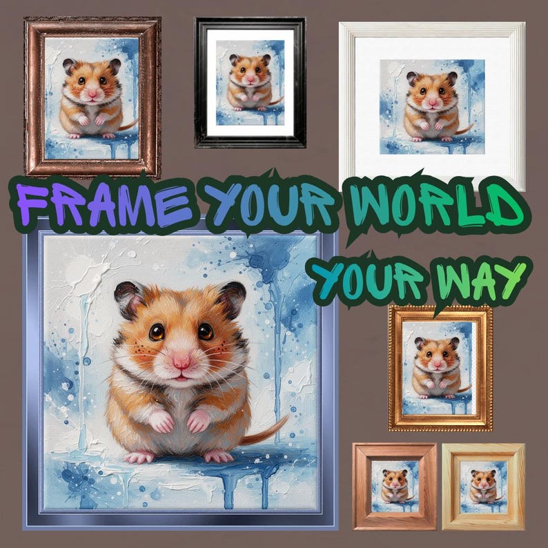 Hamster – Original Watercolor and Acrylic – Art Print on Poster (square ...