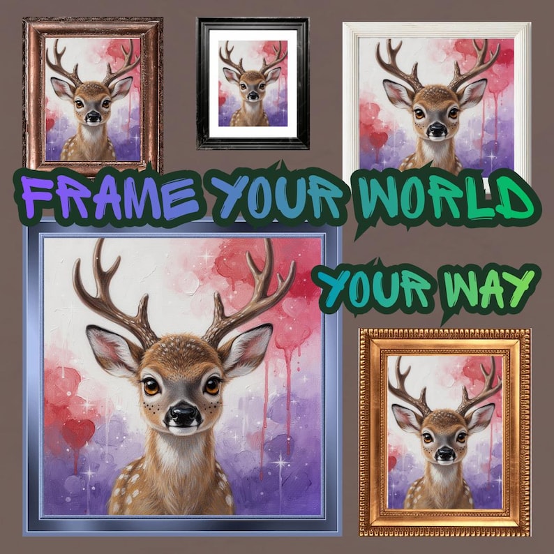Deer With Antlers – Original Watercolor & Acrylic as High-quality Art ...
