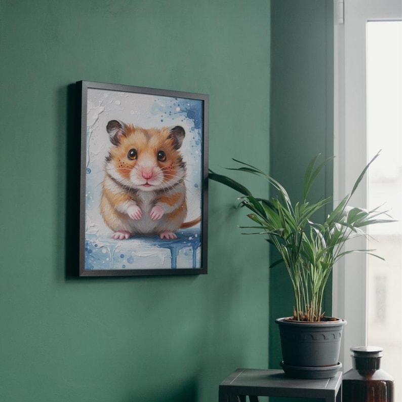 Hamster – Original Watercolor and Acrylic – Art Print on Poster (square ...